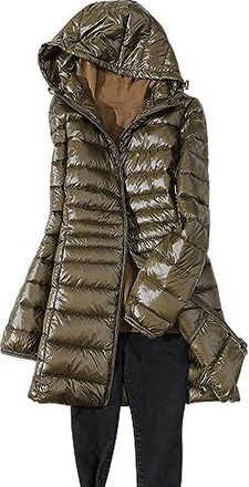 ORANDESIGNE Doudoune à Capuche Femme Manteau Chaud Hiver Vintage Veste Longue Slim Fit Doudoune Légère Veste Doudoune Grande Taille Puffer Jacket Duvet Plume Blou