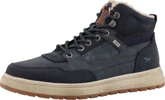 Mustang Jeans Winterboots MUSTANG SHOES Puno, Herren, Gr. 41, blau (navy), Lederimitat, Textil, Basic, Schuhe Winterboots, High Top Sneaker, Schn&uuml;rboots mit Warmfut