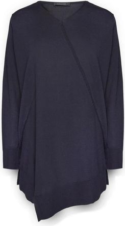 Elena Miro Femme, Pulls, Bleu, Taille: 42 FR Haut asym&eacute;trique en coton et modal