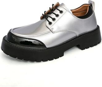 Generic Mocassins à enfiler en cuir verni pour homme - Mocassins tendance - Pour les affaires et les loisirs, Argenté., 39 1/3 EU