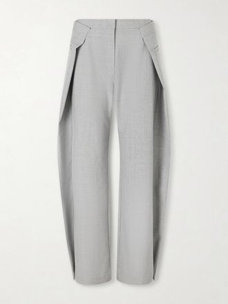 St.Agni Pleated Recycled Woven Wide-leg Pants - Gray