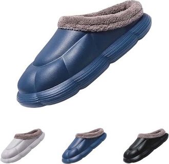 Generic Pantoufles thermiques pour homme - Antidérapantes - Anti-transpiration - Doublure en fourrure - Chaussures de jardin chaudes - Mules dintérieur et dex