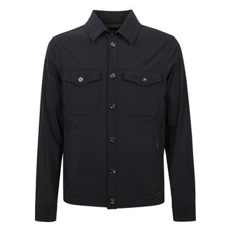 Moorer Homme, Vestes, Bleu, Taille: XL Manteau &agrave; Boutons Avant avec Poches Plaqu&eacute;es