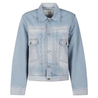 Victoria Beckham Femme, Vestes, Bleu, Taille: 36 FR Veste Trucker en Denim Courte