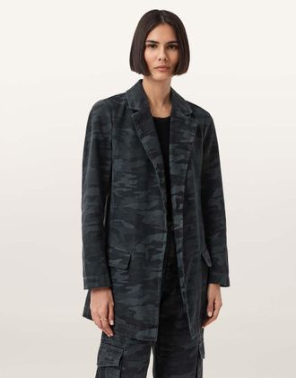 AllSaints Aleida - Blazer en jean - Bleu encre camouflage