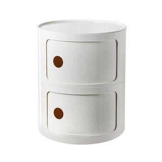 Generic Runder Nachttisch Mit Schubladen, 3-stufiger Beistelltisch Mit Schiebetüren for Schlafzimmer, Wohnzimmer, Badezimmer (rot)(Beige,2 Tier)