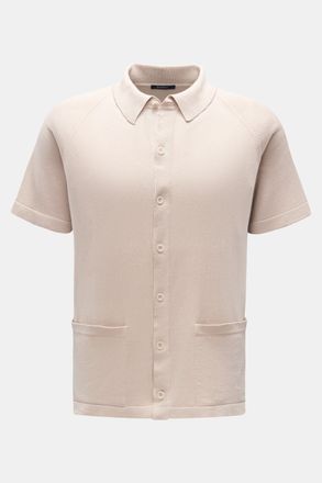 04651/ Herren - Kurzarm-Strickhemd Foggy Shirt schmaler Kragen beige