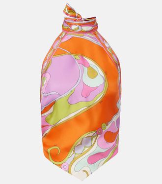 Pucci Top Orchidee &agrave; col licou en soie