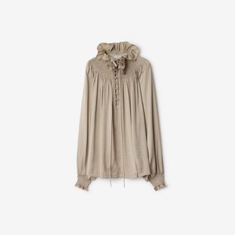 Burberry Chemisier en soie &agrave; motif Geometric, Size: 08