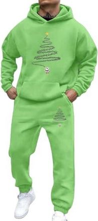 Generic Sweat &agrave; capuche imprim&eacute; 2026 et joggers - Tenue de vacances festive en polaire confortable - V&ecirc;tement de d&eacute;tente deux pi&egrave;ces, Vert, 3XL