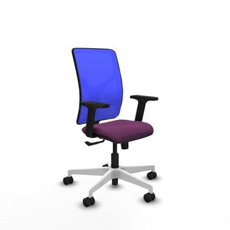 Piqueras y Crespo Schreibtischstuhl mit Armlehnen und hoher R&uuml;ckenlehne, h&ouml;henverstellbare Lendenwirbelst&uuml;tze, ausgestattet mit 3 Positionen und Schneideschaum, Blau/Vi