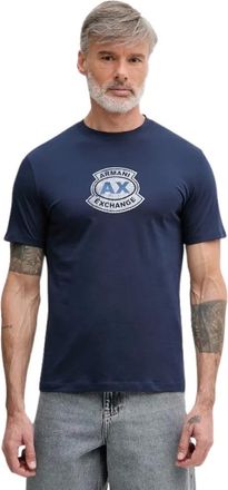 A|X Armani Exchange Homme, Tops, Bleu, Taille: S T-shirt en coton coupe droite