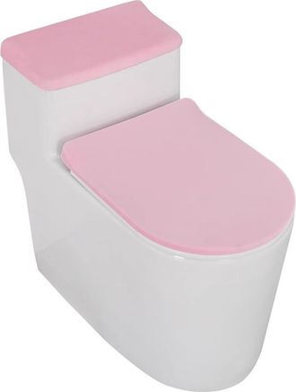 Insun Toiletten Sitzbezug und Tankschutzabdeckung Samt Elastisches Waschbar für Meisten Toiletten Rosa