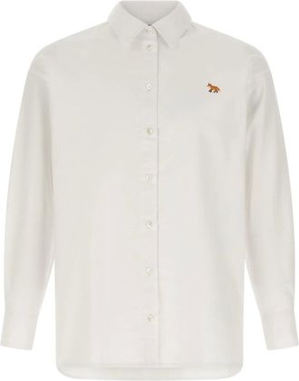 Maison Kitsun&eacute; Femme, Blouses et Chemises, Blanc, Taille: 40 FR Chemise Classique Patch B&eacute;b&eacute; Renard