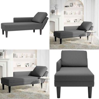 vidaXL Chaiselongue mit Kissen Dunkelgrau Cordstoff - Vidaxl