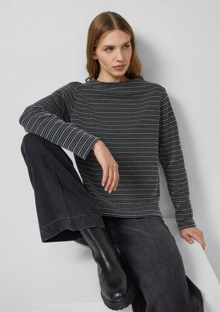 s.Oliver Langarmshirt T-Shirt Strukturiertes Longsleeeve mit Jacquard-Muster
