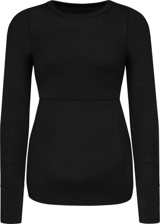 Normani Damen Merino Umstands-Langarm-Shirt Stillshirt mit Rundhalsausschnitt - Schwangerschafts Oberteil Umstandspullover aus RWS zertifizierter Merinowolle 