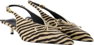 Jacquemus Striped Lambskin Slingback Heel - Beige