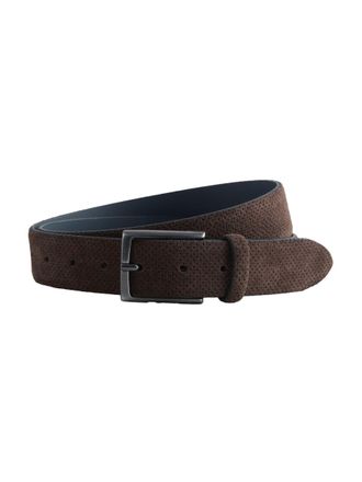 Next Herren Standard G&uuml;rtel aus Veloursleder mit Lochmuster Braun M