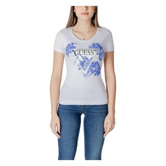 Guess Femme, Tops, Blanc, Taille: 36 FR T-shirt Imprimé Élégant pour Femmes