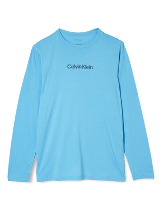 Calvin Klein Herren Langarmshirt Crew Neck Rundhalsausschnitt, Blau (Ethereal Blue), L