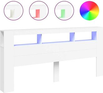 vidaXL LED-Kopfteil Wei&szlig; 220x18,5x103,5 cm Holzwerkstoff Vidaxl