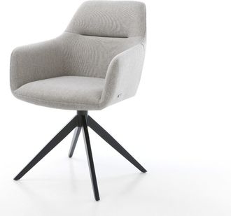 DELIFE Drehstuhl Pejo-Flex Stripes Hellgrau Kreuzgestell breit Schwarz 360° drehbar Wippfunktion, Esszimmerstühle