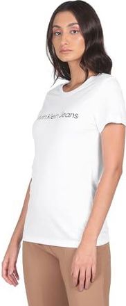 Calvin Klein T-Shirts Manches Courtes Lot de 2 Femme Institutional Logo Tee Col Ras-du-Cou, Multicolore (Bright White/CK Black), XXL