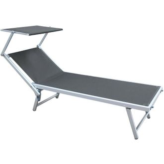 Mobili Rebecca Rebecca Mobili Bain de Soleil en Aluminium Gris Auvent R&eacute;glable pour le Jardin et la Plage