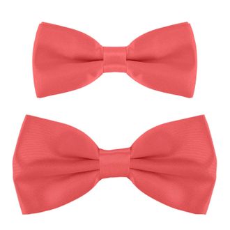 DonDon Vater-Sohn Fliegen Set im Partnerlook, bereits gebunden und verstellbar - Lachsfarben