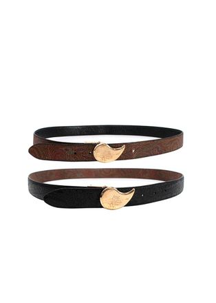 Etro Paisley/Black Reversible Embroidered Belt