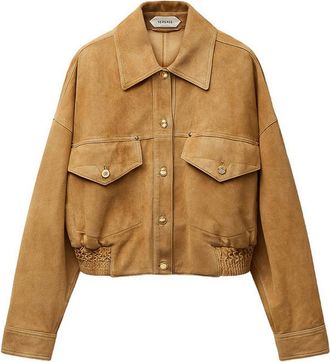 Versace Blouson En Cuir - Beige