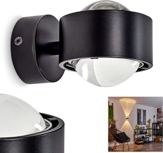 HOFSTEIN Wandleuchte Sapri, moderner Wandstrahler aus Metall in Schwarz und klaren Glas, 1-flammige Zimmerlampe mit Up & Down Lichteffekt, 1 x G9, ohne Leuchtm