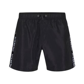 Iceberg Schwarze Badeshorts mit Taping - - Swimwear - Herren - Schwarzk - 2XL