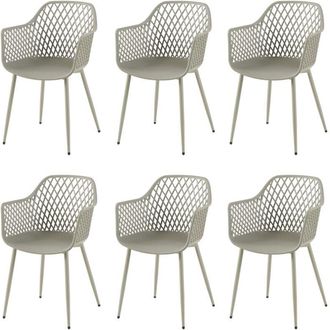 Eggree Lot de 6 chaises de jardin avec accoudoirs, fauteuil lounge - Chaises de jardin - Charge maximale : 120 kg - Gris