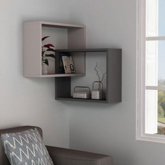 Decortie Decortie Biblioth&egrave;que murale moderne dangle avec anneau Meuble dexposition Gris moka Gris anthracite 60cm
