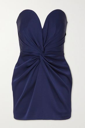 Alex Perry Kord Tr&auml;gerloses Minikleid Aus Gl&auml;nzendem Cr&ecirc;pe Mit Twist-detail - Blau