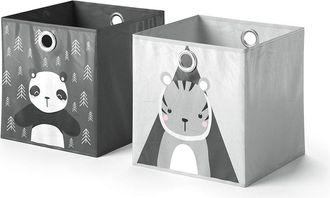 Vicco Faltbox 30x30, Regalbox f&uuml;r Kinder, Grau, 30 x 30 cm 2er Set