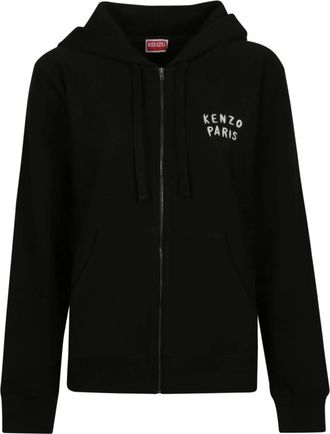Kenzo Femme, Sweatshirts et sweats &agrave; capuche, Noir, Taille: 38 FR Boke Heart Embroidered Classic Zip Up Sweat &agrave; capuche