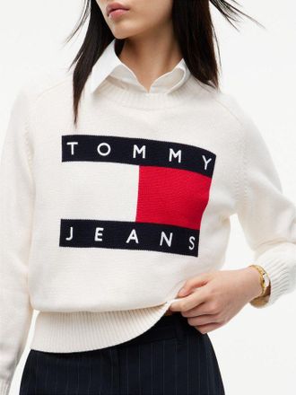 Tommy Jeans Rundhalspullover TJW FLAG SWEATER EXT Baumwollmischung