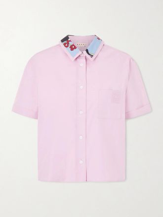Marni Chemise En Popeline De Coton &Agrave; Imprim&eacute; Fleuri Et &Agrave; Broderie - Rose