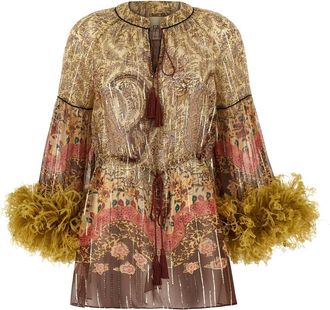 Valentino Garavani Femme, Blouses et Chemises, Multicolore, Taille: 40 FR Pekin Voyage Imaginaire Paisley Top