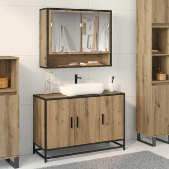 vidaXL Meuble de Lavabo de Salle de Bain avec étagère chêne artisanal vidaXL