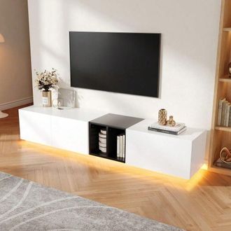Generic Fernsehschrank modern in Schwarz-Wei&szlig; - TV Schrank mit Schubladen & Ablagef&auml;chern - Hochwertig & pflegeleicht (Wohnzimmer Lowboard)