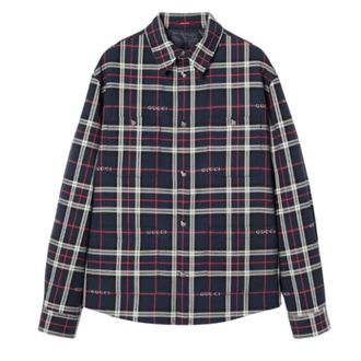 Gucci Tartan Cotton Jacquard Padded Shirt - - Jackets - Herren - Mehrfarbig - L