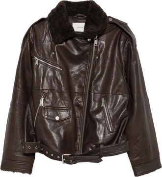Gestuz Belted Shearling-collar Jacket