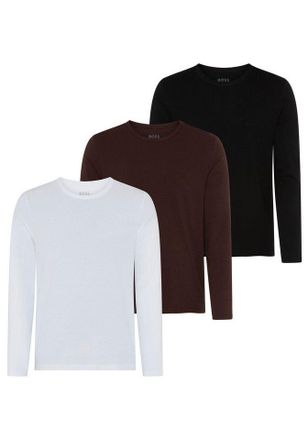 BOSS Langarmshirt longsleeve-Shirt R-Neck Classic COTTON 3pcs/pack (3-tlg) mit BOSS Logo-Schriftzug