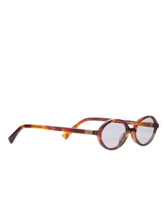 Miu Miu Eyewear 0MU04ZS50 Oval Frame Sunglasses - Brown