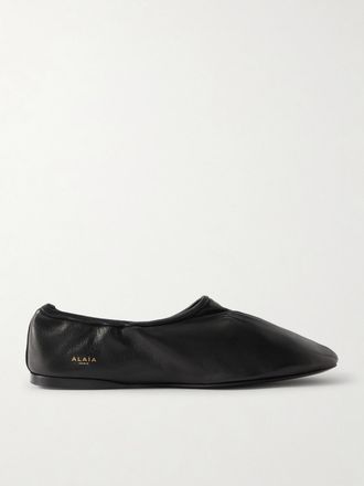 Alaia Ballerines En Cuir - Noir