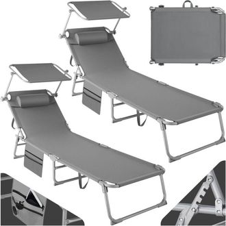 TecTake Tectake - Lot de 2 bains de soleil pliable robuste et r&eacute;sistant aux uv